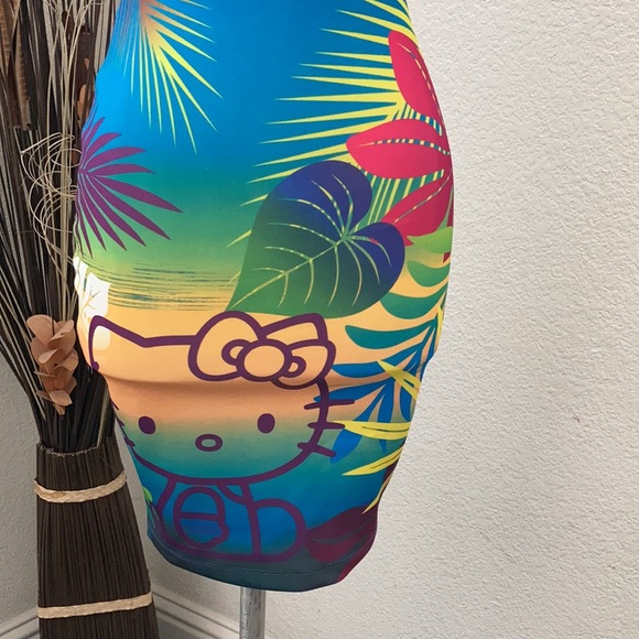 Hello Kitty | Dresses | Nwot Hello Kitty Turquoise Tropical Bodycon ...